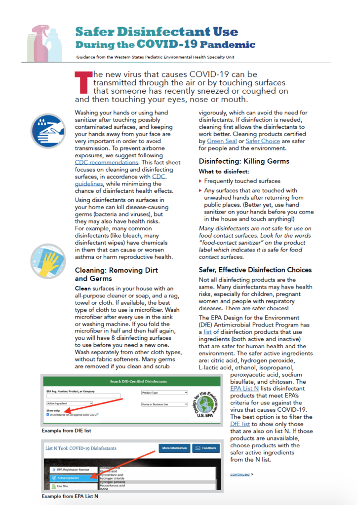 Safer Disinfecting During Covid 19 Western States Pehsu